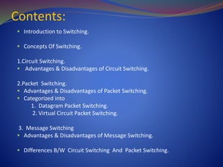 switching technique in computer networks | PPTX | Computer Networking | Computing