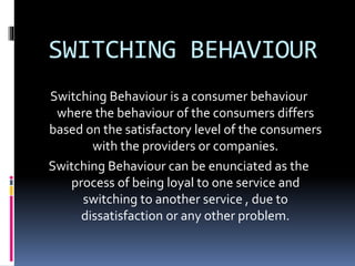 Switching behaviour; a case study on bsnl | PPT