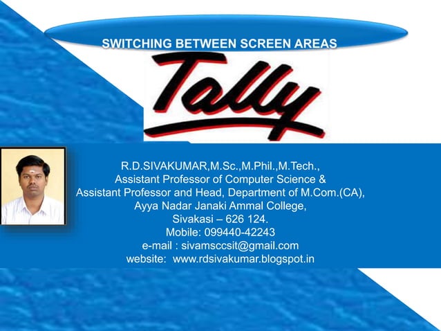 SWITCHING BETWEEN SCREEN AREAS - R.D.Sivakumar | PPT