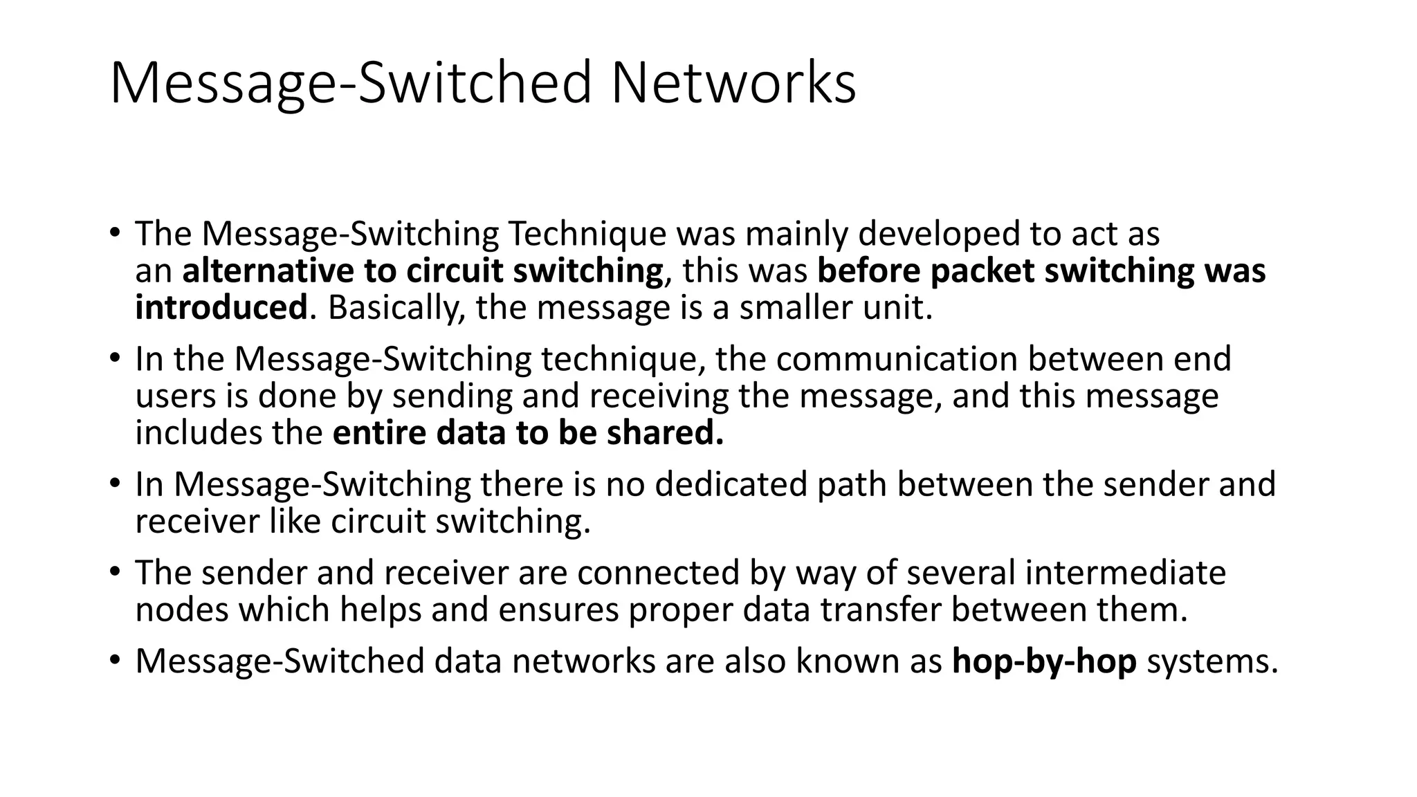 Switching Types Circuit Packet And Message Pptx Computer Networking Computing