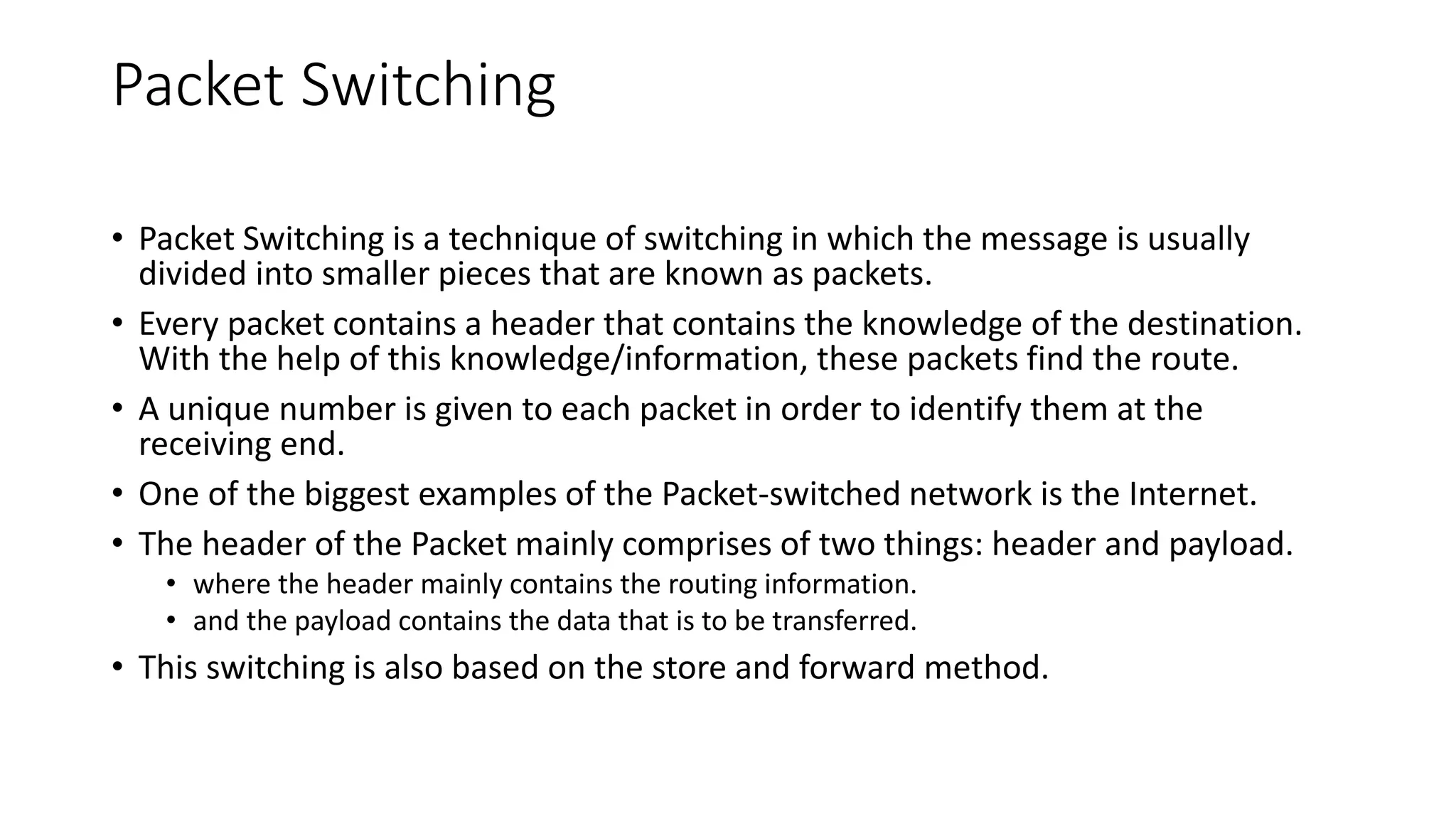 Switching Types Circuit Packet And Message Pptx Computer Networking Computing