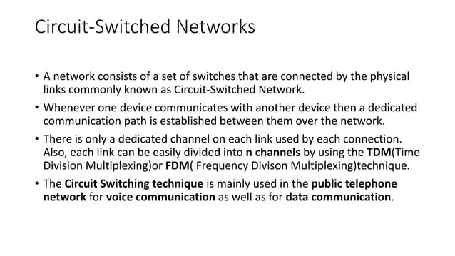 Switching types-circuit, packet and message | PPTX | Computer Networking | Computing