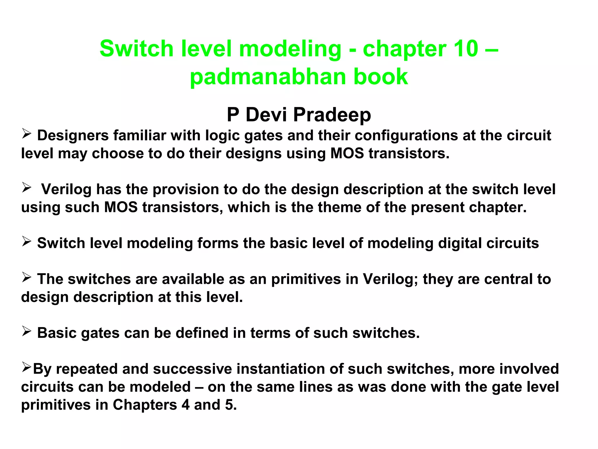 Switch level modeling | PPT