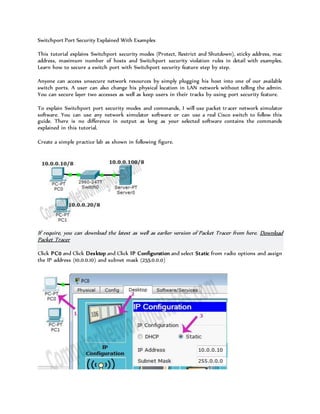 Switchport port security explained with examples | DOCX | Operating ...