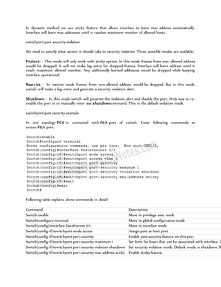 Switchport port security explained with examples | DOCX | Operating ...