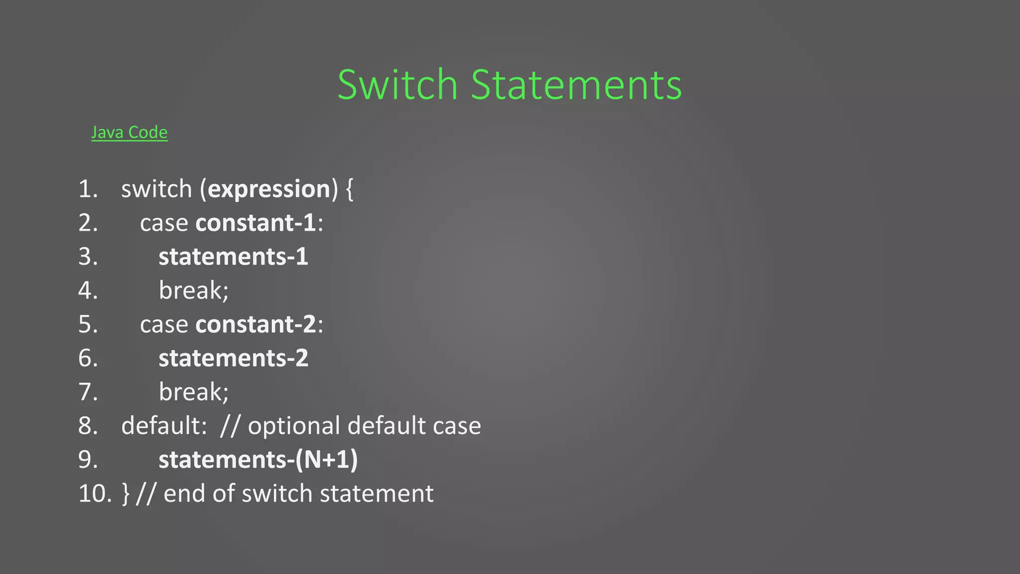 Switch statement | PPTX
