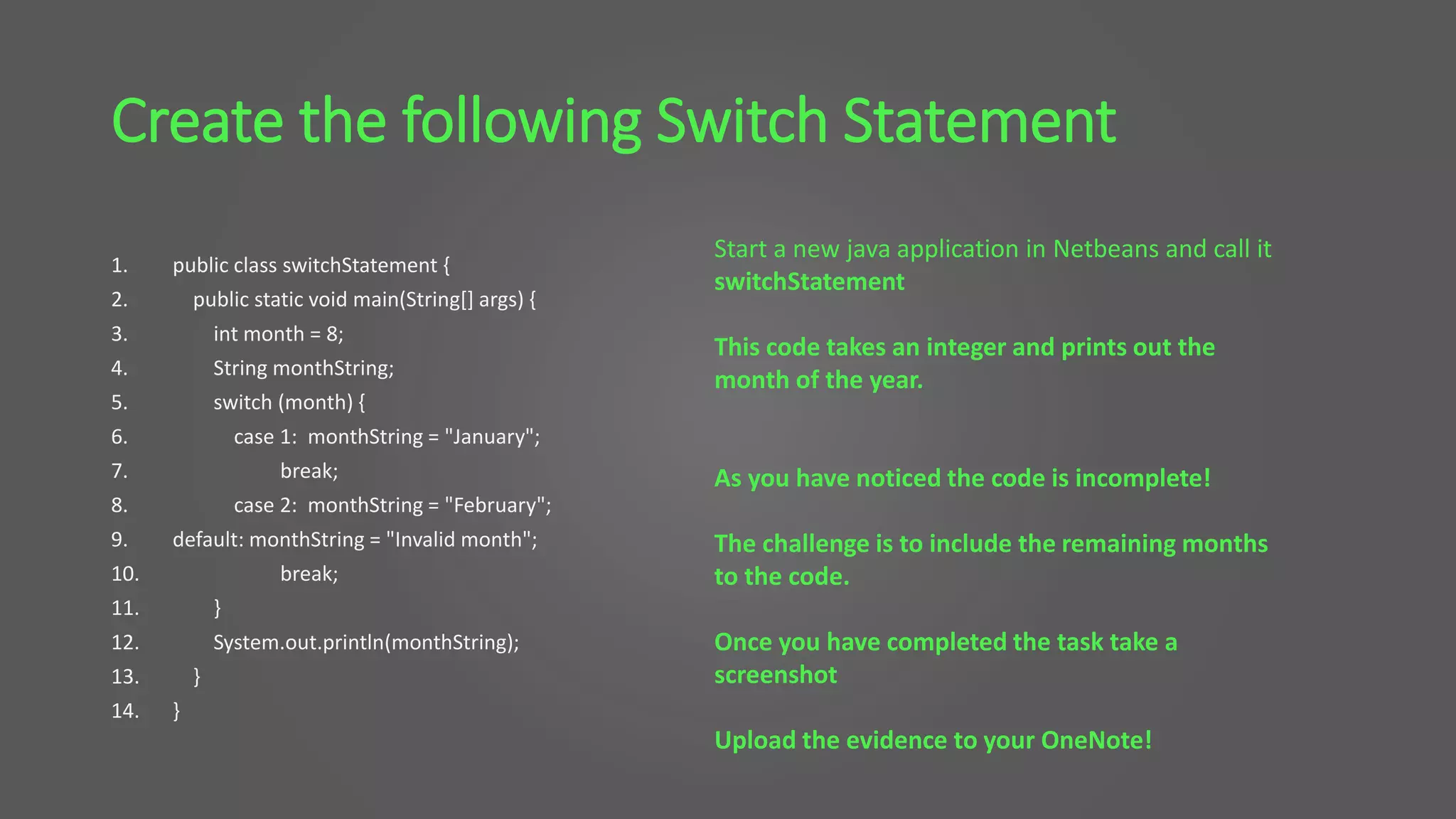 Switch statement | PPTX