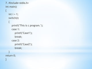 Switch statement mcq | PPT