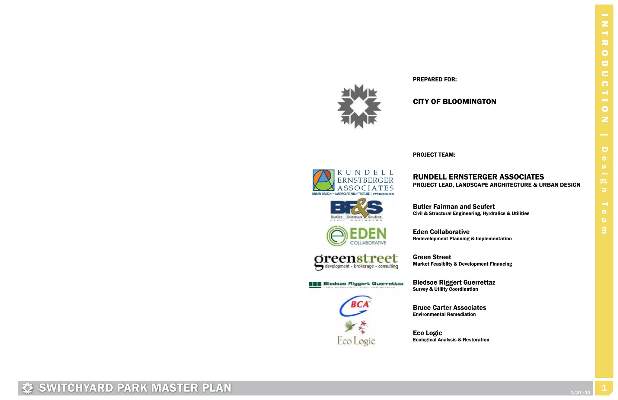 Switchyard Park Master Plan | Inventory Phase | PPT