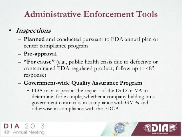 FDA Enforcement -- Tutorial at Drug Information Association Annual Me…