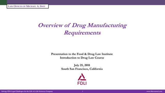 Overview of FDA Drug Manufacturing Requirements | PDF | Pharmaceutical ...