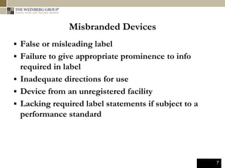 FDA Enforcement & Compliance for Medical Devices | PDF