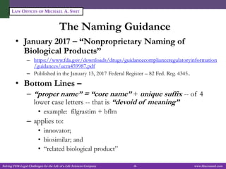 What’s In a Name? FDA and Non-Proprietary Names for Biologics ...