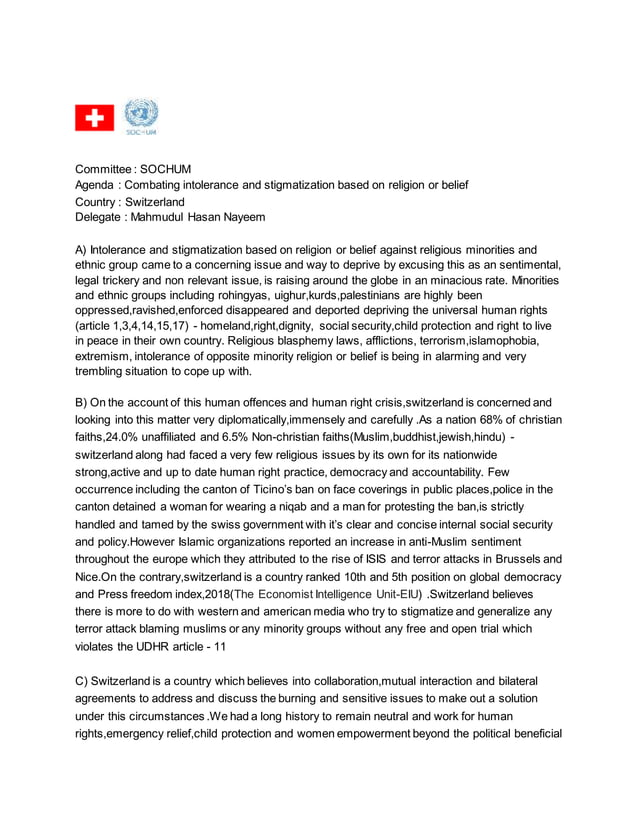 Position Paper - SOCHUM | DOCX | Islam | Religion & Spirituality