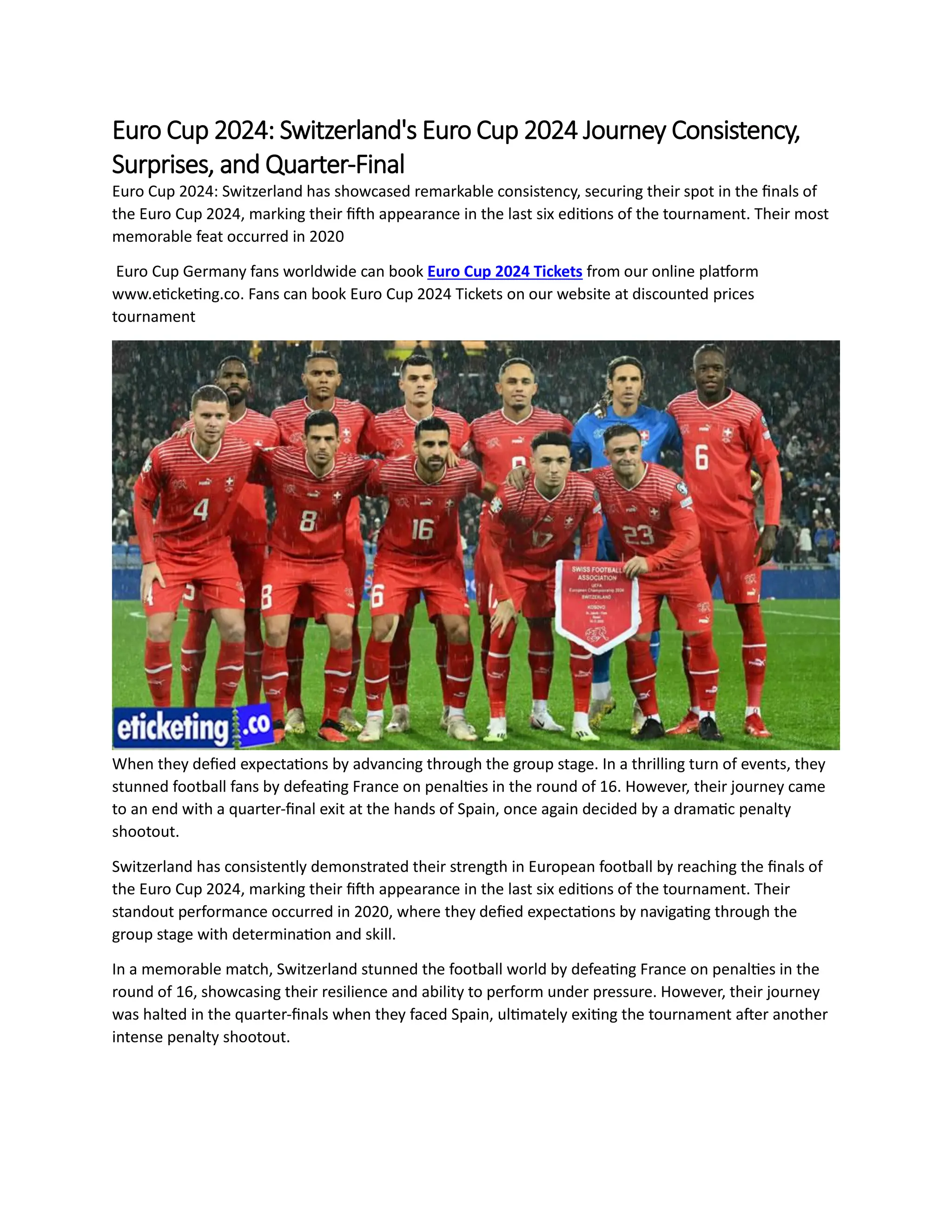 Switzerland's Euro Cup 2024 Journey Consistency, Surprises, and Quarter ...