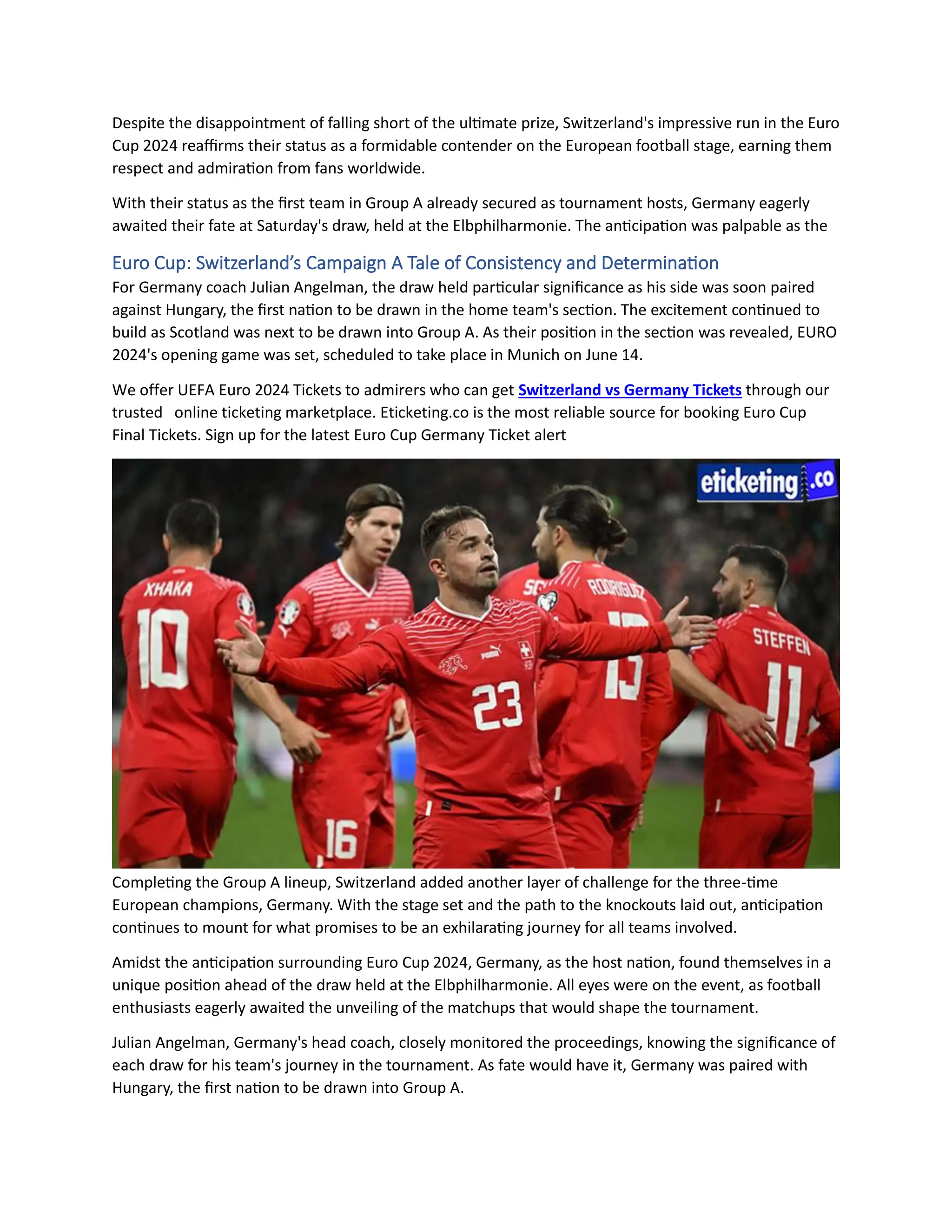 Switzerland's Euro Cup 2024 Journey Consistency, Surprises, and Quarter ...
