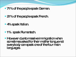 Switzerland’S Languages | PPT