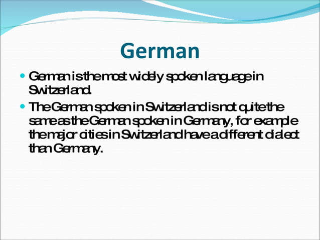 Switzerland’S Languages | PPT