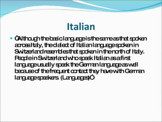 Switzerland’S Languages | PPT