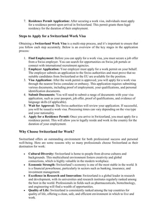 Unlock New Career Opportunities with a Switzerland Work Visa | PDF