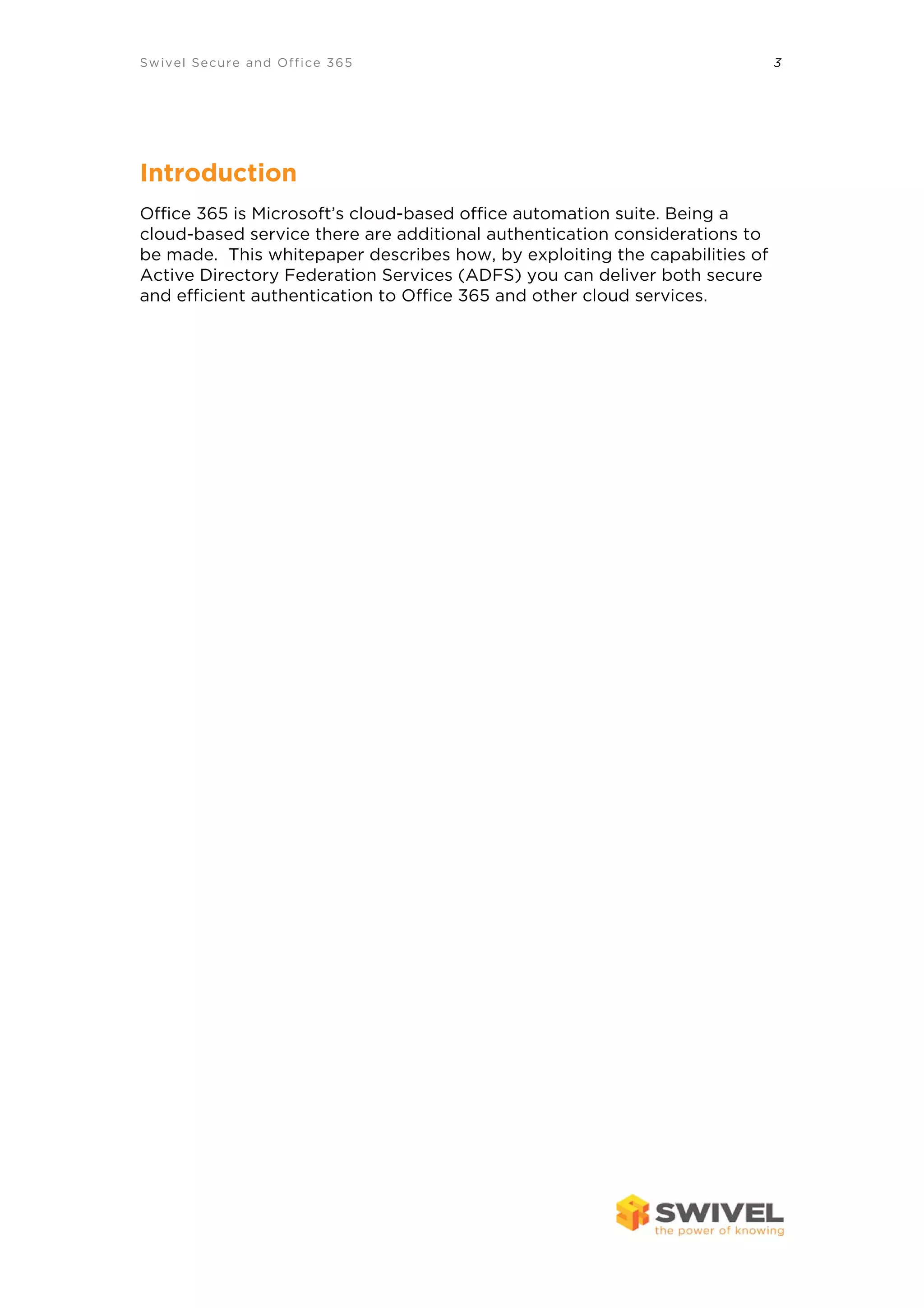 Swivel Secure, ADFS and Office 365 | PDF