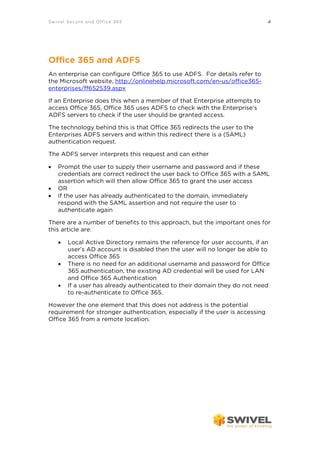 Swivel Secure, ADFS and Office 365 | PDF