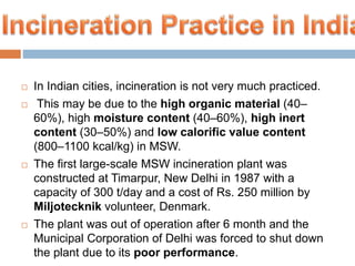 Incineration method of solid waste disposal | PPTX