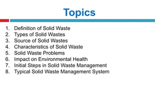 Introduction to Solid Waste Management | PPTX