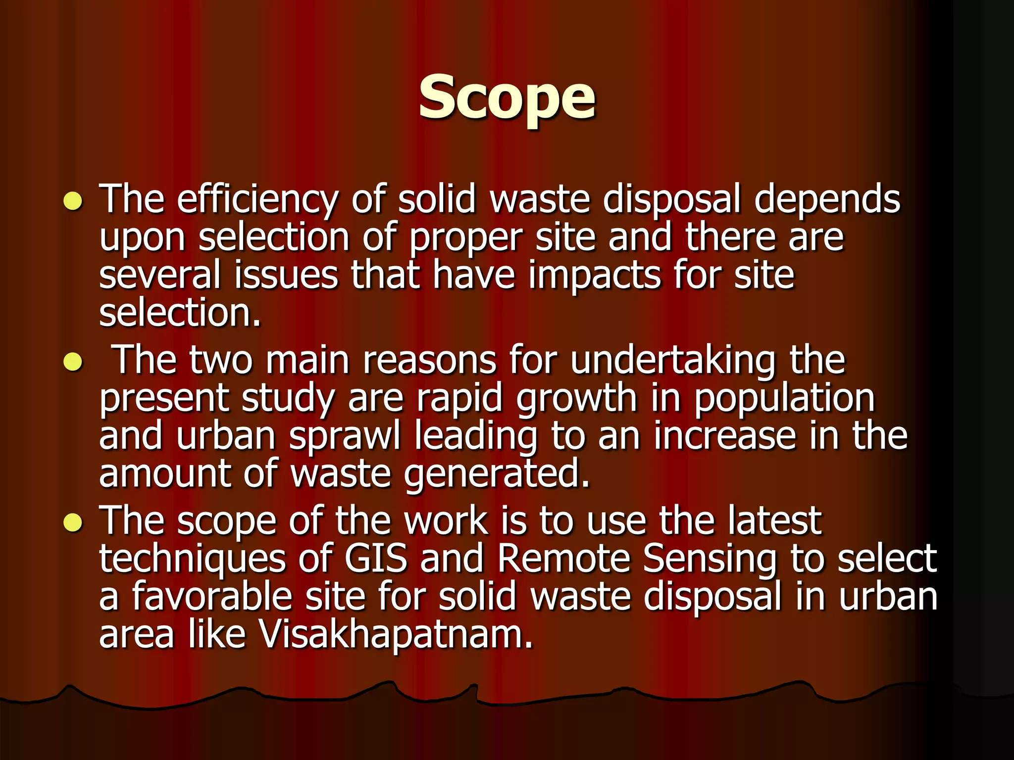 applications of rs and gis in solid waste management | PPTX