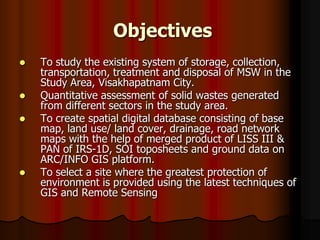 applications of rs and gis in solid waste management | PPTX