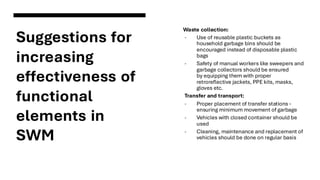Solid waste management analysis and functional elements optimization in ...