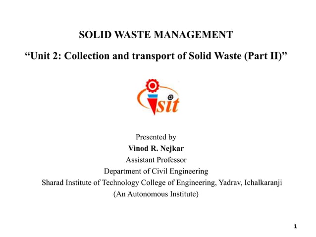 Collection and transport of Solid Waste (Part II)-SWM.pptx | Business ...