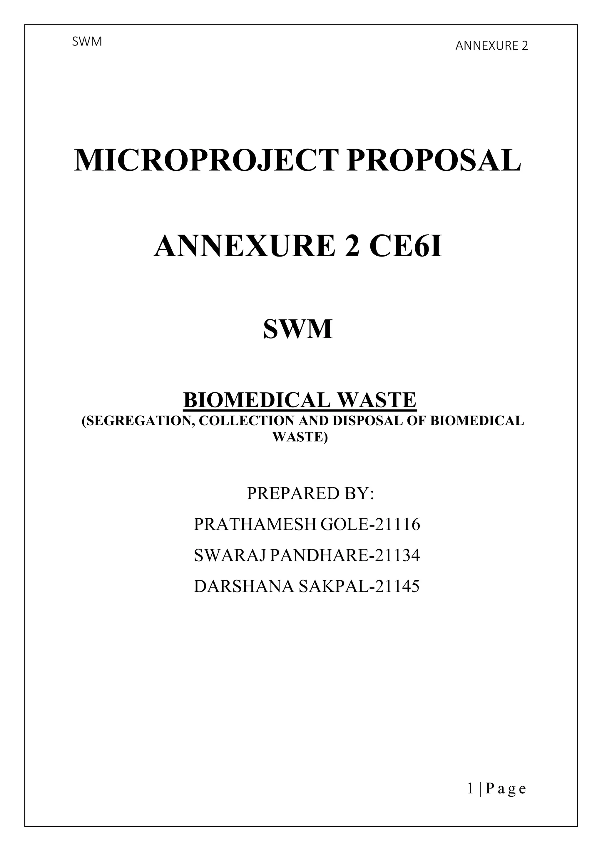 solid waste management annexure and managment annexure and also the ...