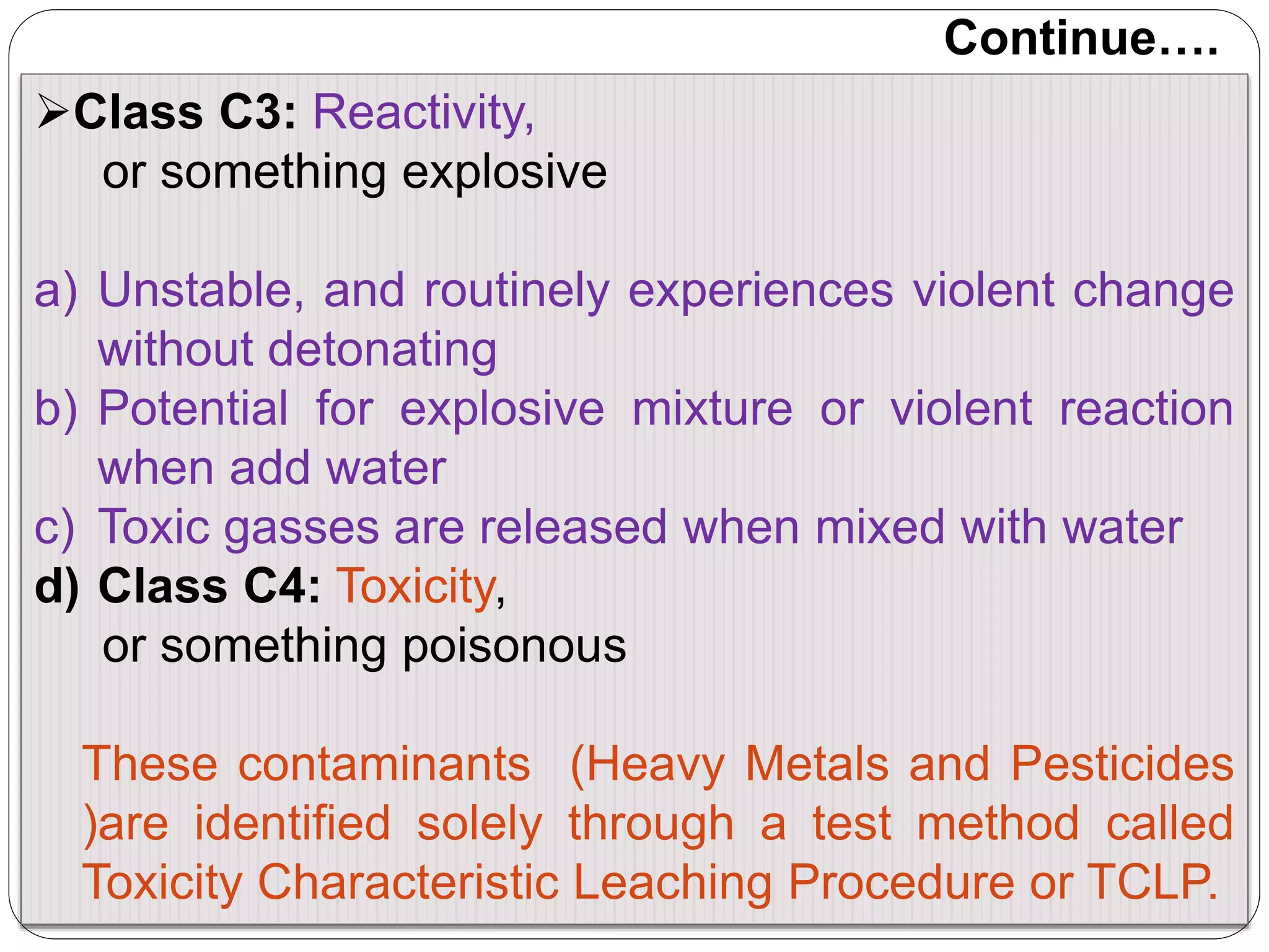 Classification, Characterization & Identification of Hazardous Waste | PPTX