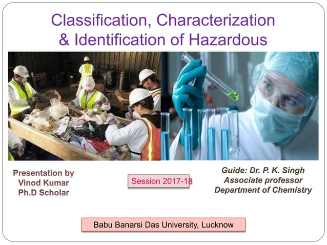 Classification, Characterization & Identification of Hazardous Waste ...