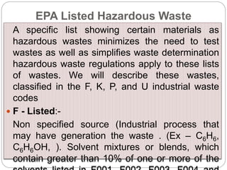 Classification, Characterization & Identification of Hazardous Waste | PPTX