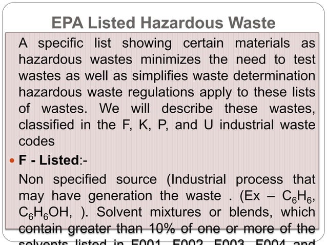 Classification, Characterization & Identification of Hazardous Waste ...