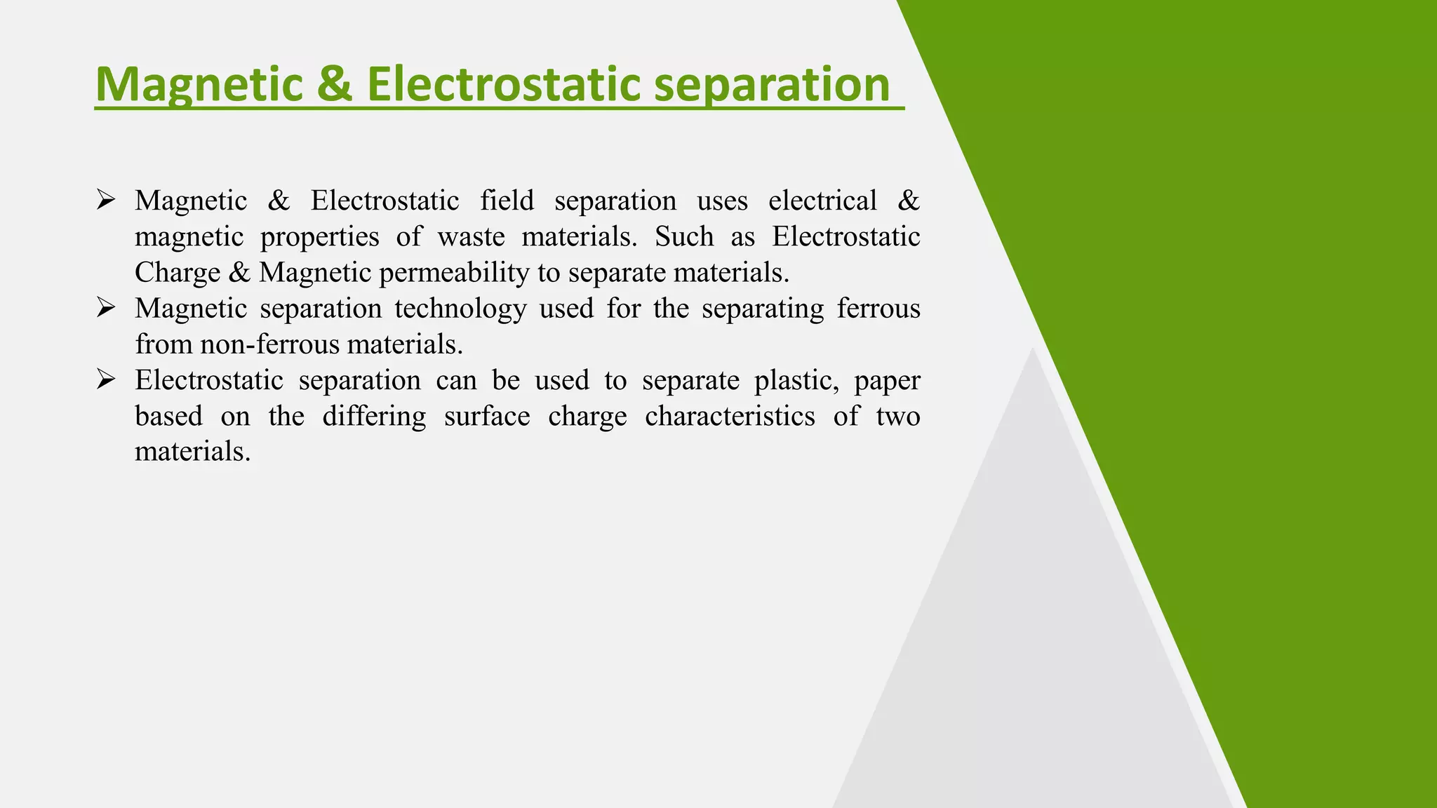 Unit operation for Separation and Processing of Solid Waste Materials | PPTX