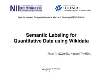 Semantic Labeling for Quantitative Data using Wikidata | PPT
