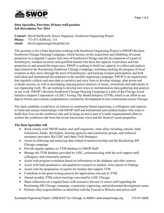 Swop job description data specialist 2014-11-24 | PDF