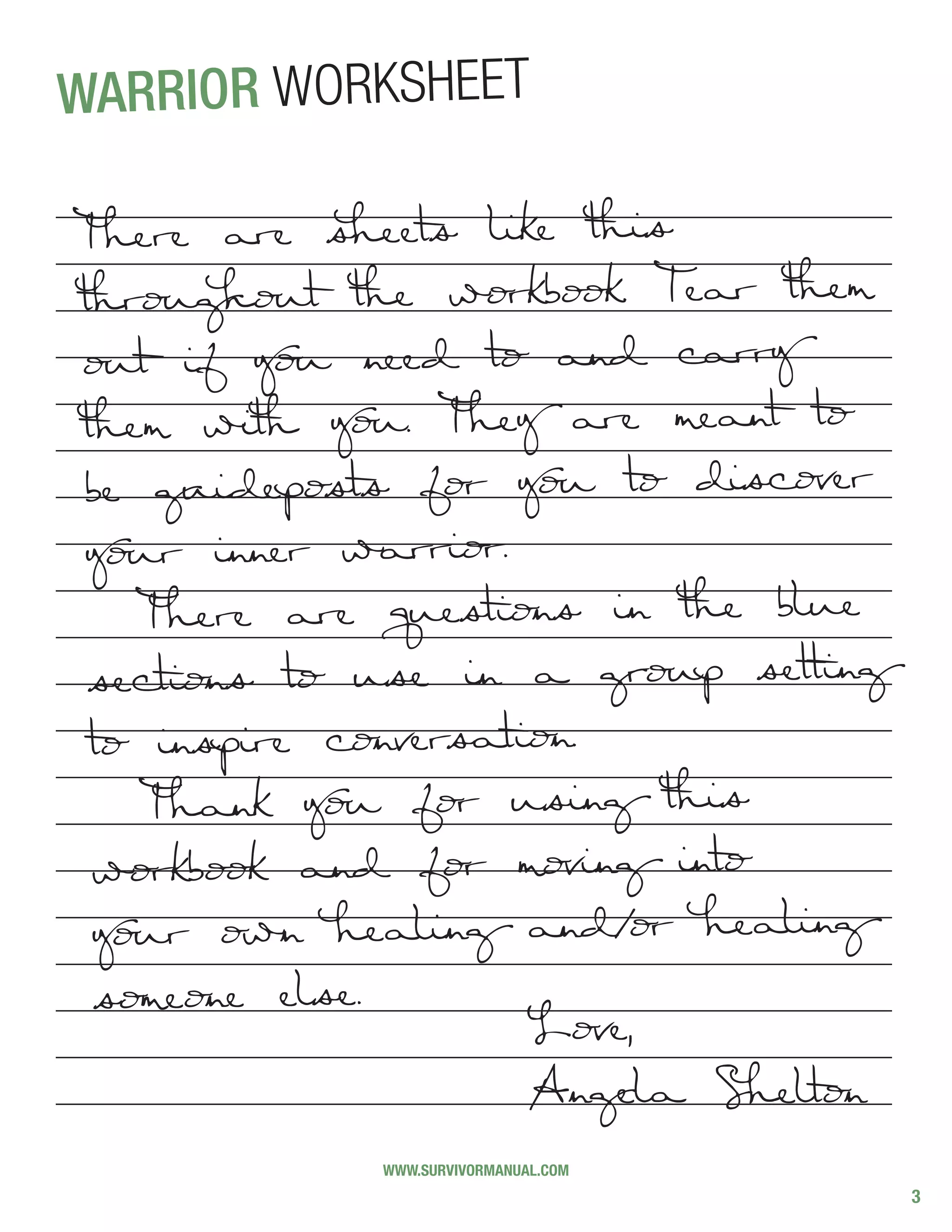 SurvivorManual.com Warrior Workbook | PDF