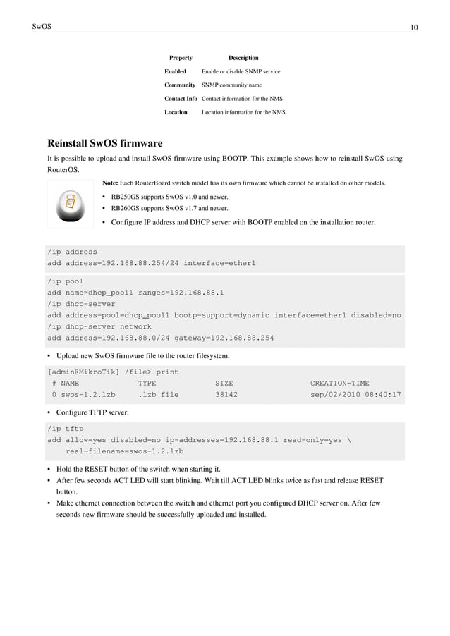 SwOS (MikroTik Switch OS) Administration Guide | PDF | Internet | Computing