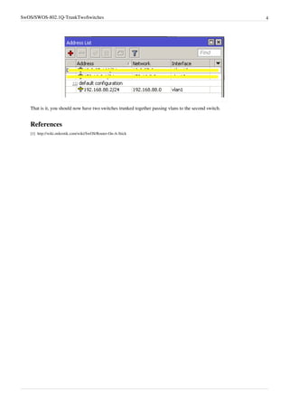 SwOS (MikroTik Switch OS) Administration Guide | PDF