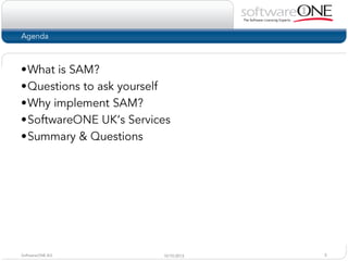 SoftwareONE UK & Ireland SAM Services | PPTX