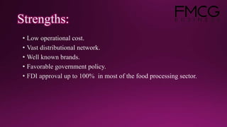SWOT analysis of FMCG, Tourism, Agricultural industries in India | PPTX