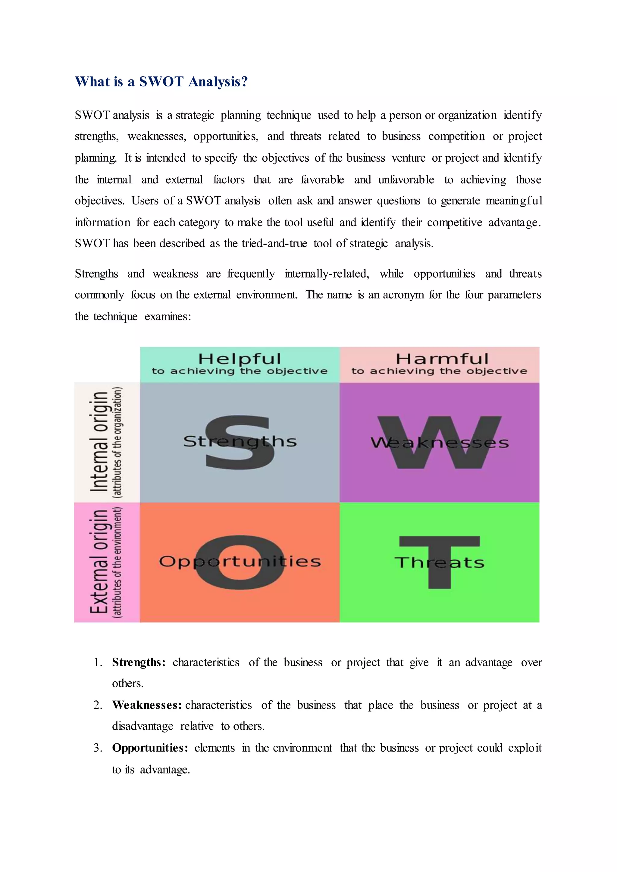 SWOT Analysis in Strategic Management | DOCX