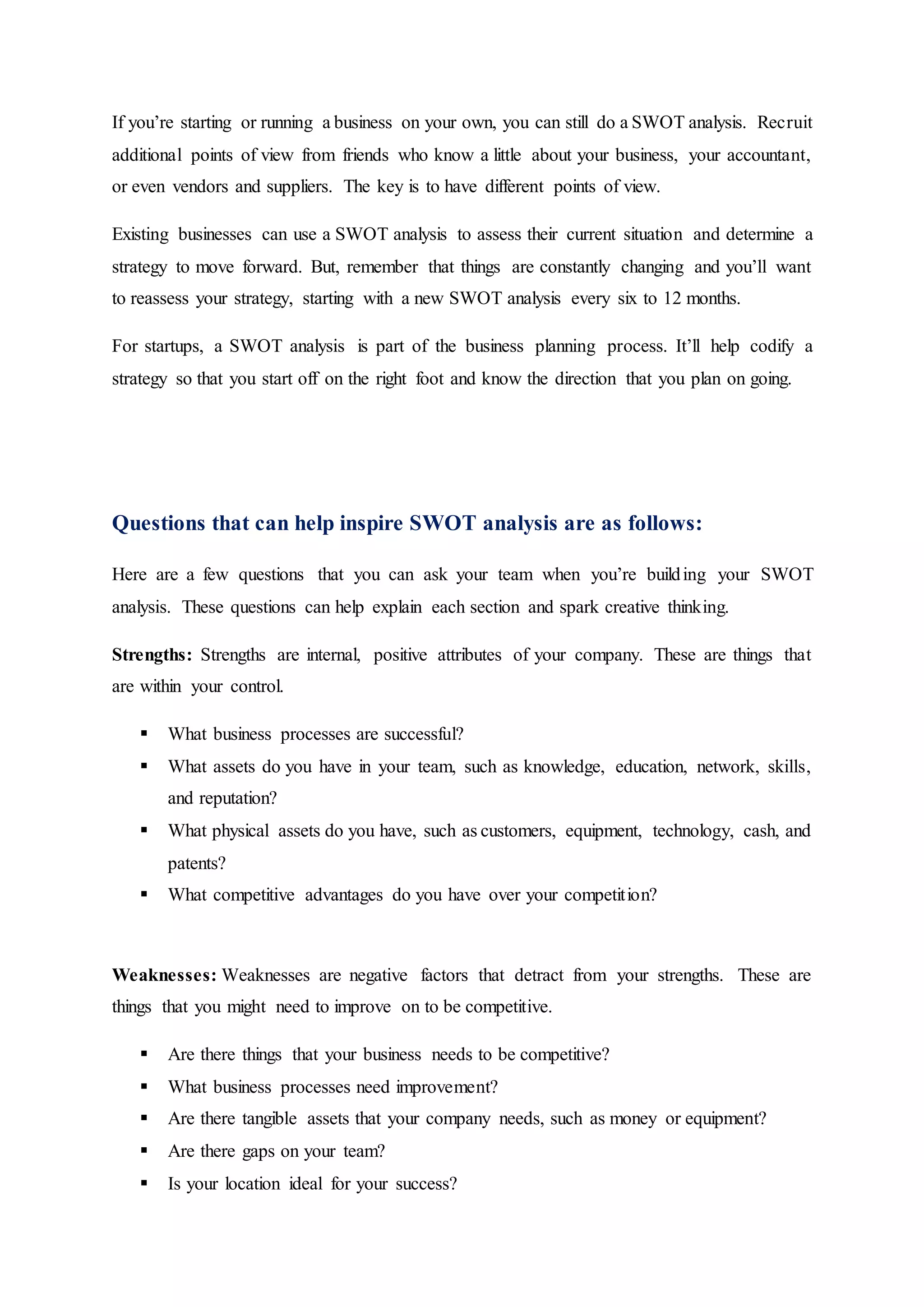 SWOT Analysis in Strategic Management | DOCX