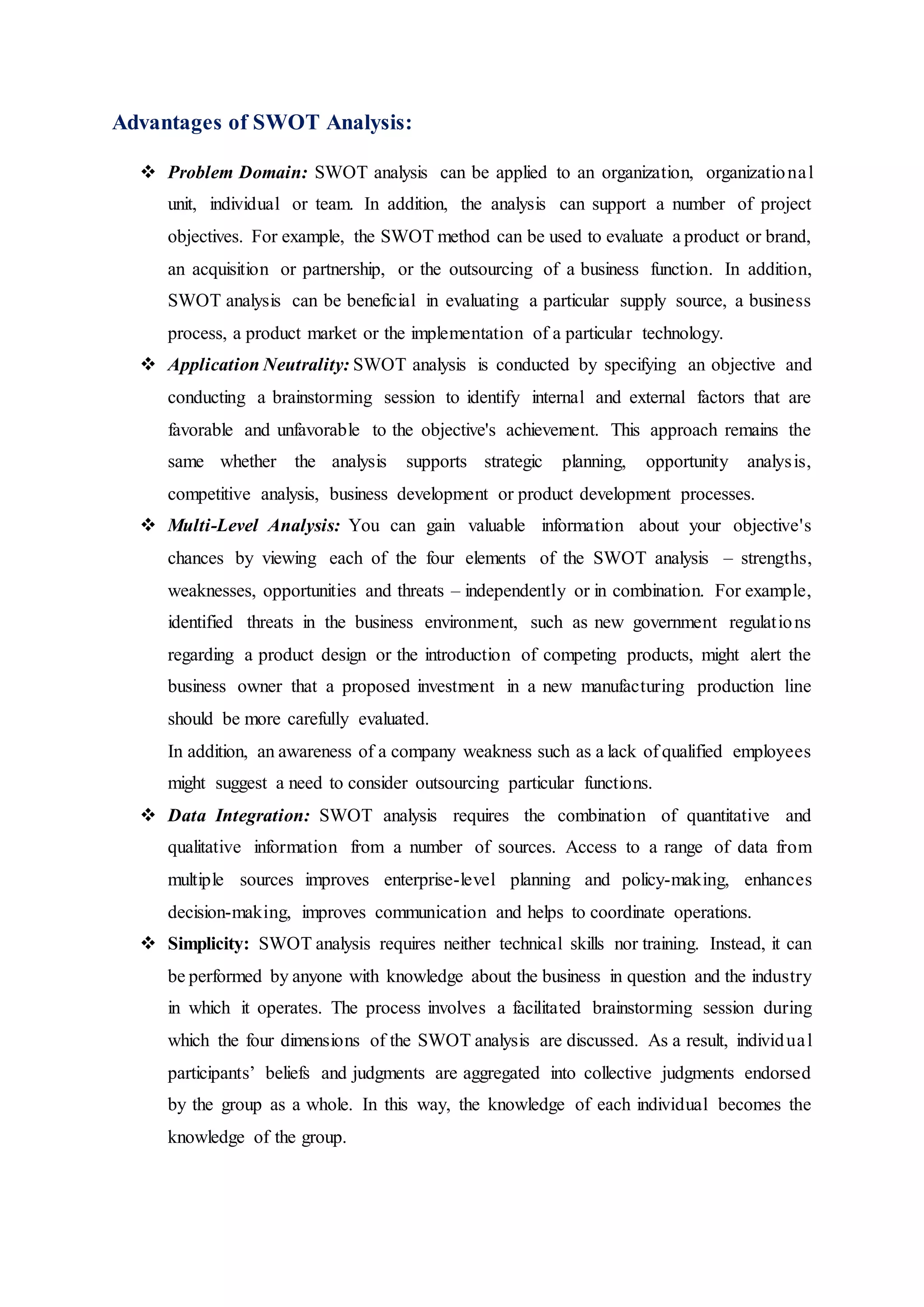 SWOT Analysis in Strategic Management | DOCX