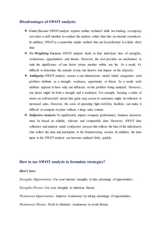 SWOT Analysis in Strategic Management | DOCX