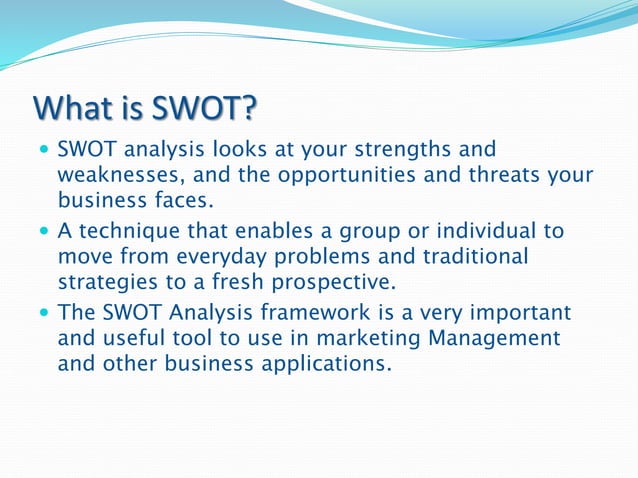 SWAT analysis - strengths, weaknesses, opportunities, and threats | PPTX